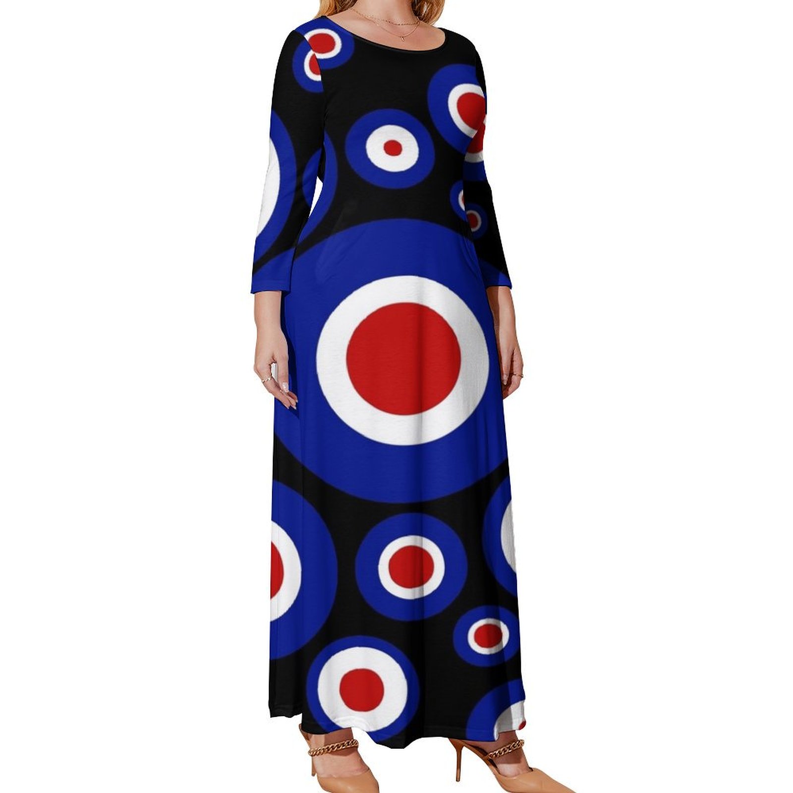 Varied mod target pattern Long Sleeved Dress long dress women Dresses ...
