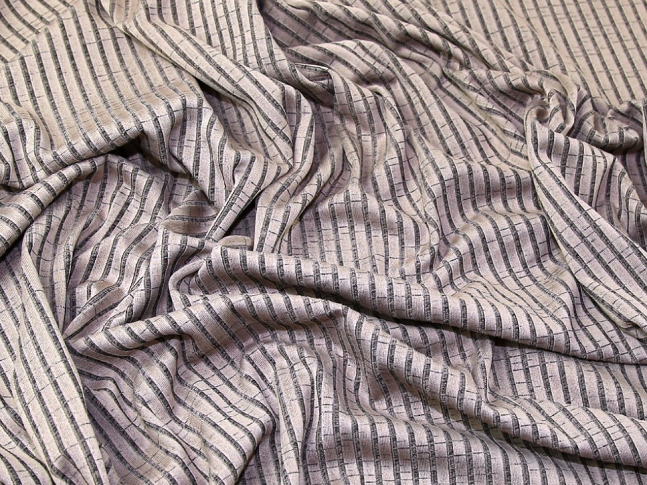 Variegated Thread Stretch Jersey Knit Rib Dress Fabric Beige - per yard ...