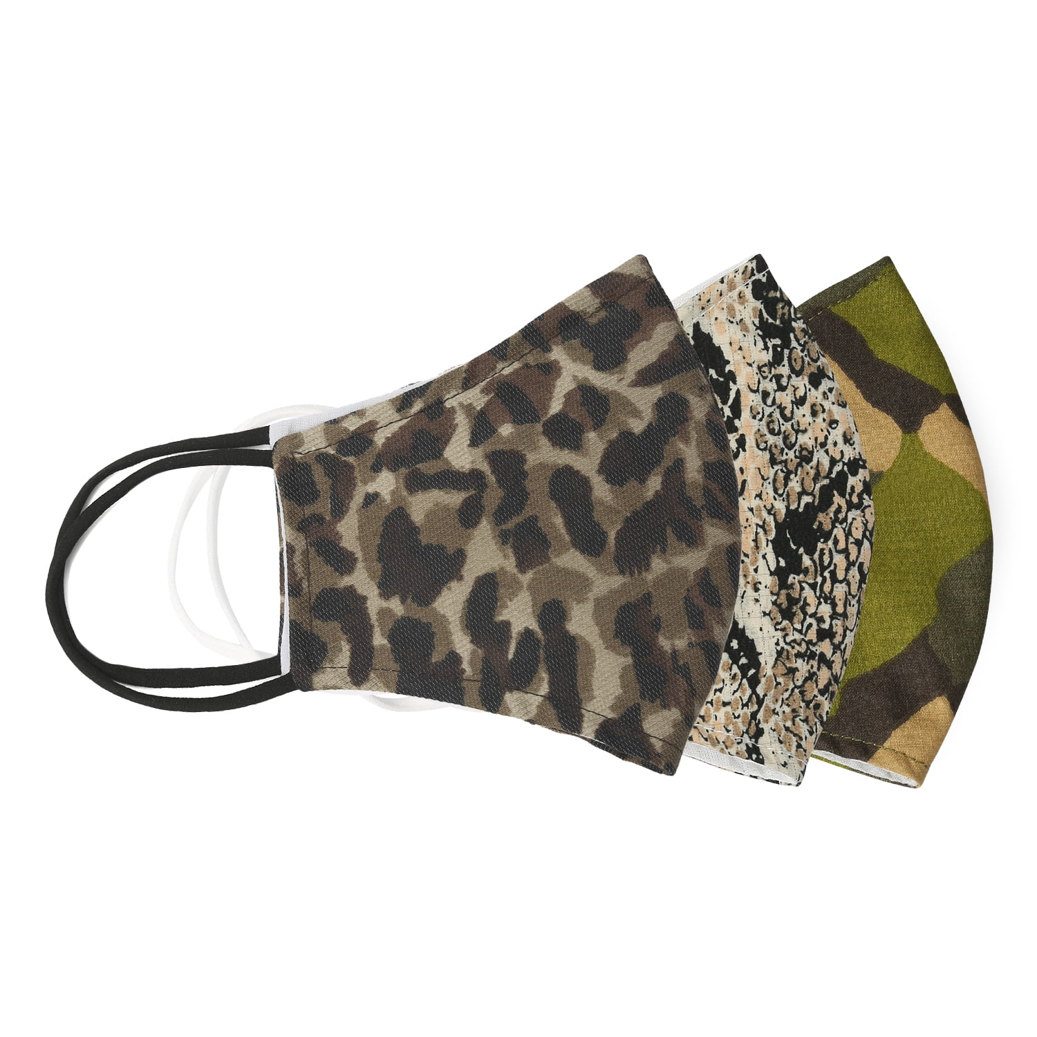 Variety 3 Pack Snake Leopard Animal Print Cloth Face Mask Nose Clip ...