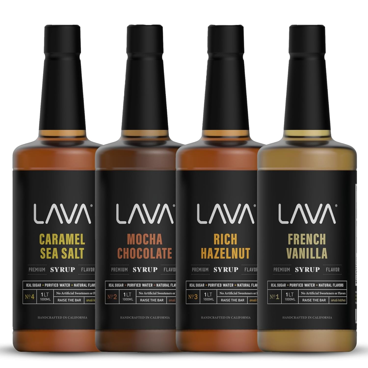 Variety 4-Pack LAVA Premium Natural Coffee Syrups: Salted Caramel ...