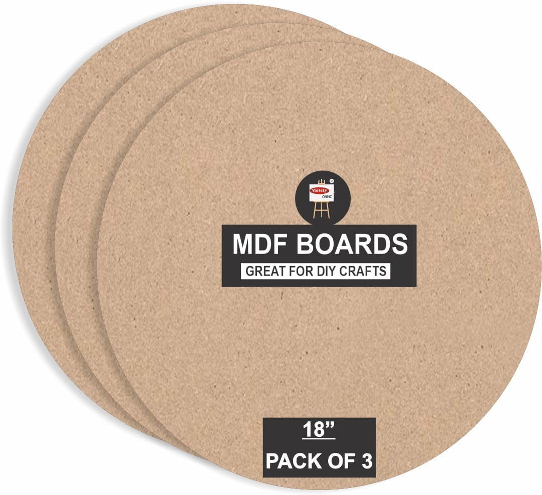 Variety Canvas 3 Piece 18 Inch Round MDF Boards for Art and Craft Wood ...