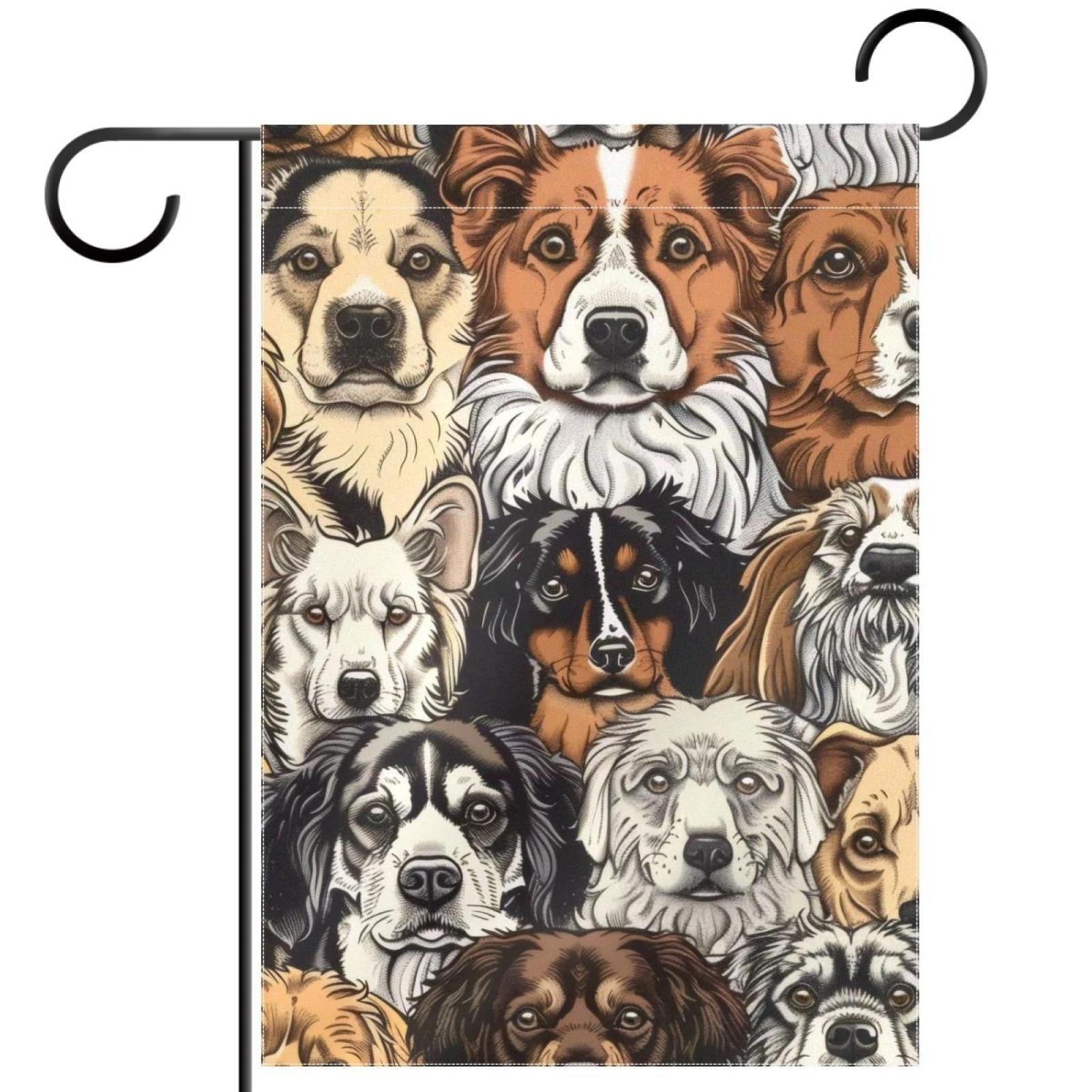 Variety of Dog Breeds Seamless Pattern Decorative Garden Flag for All ...