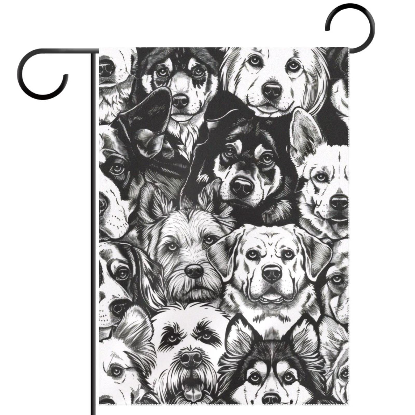 Variety of Dog Breeds Seamless Pattern Hand Drawn Decorative Garden ...