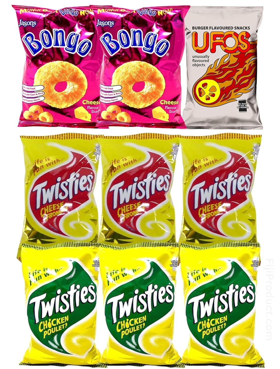 Variety FIJI Snacks - Cheese Bongo, UFO'S, Cheese Twisties, Chicken ...