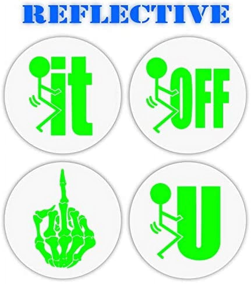 Variety Pack of 4 | 3M Reflective Fk it, Flip off Skeleton Funny Hard ...