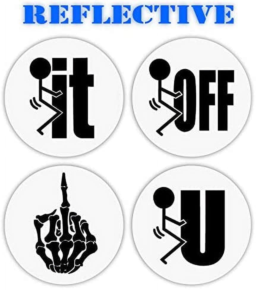 Variety Pack of 4 | 3M Reflective Fk it, Flip off Skeleton Funny Hard ...