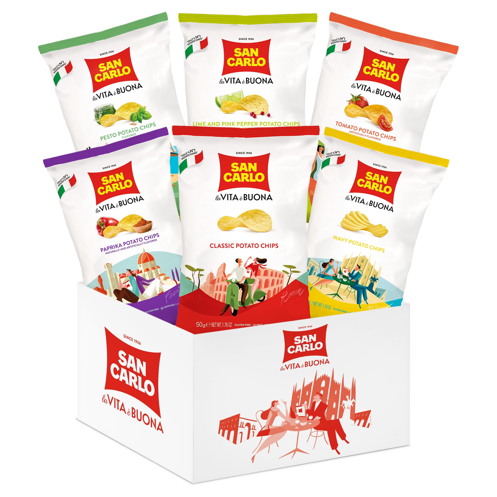 Variety Pack 8X 50G Multi Flavours N°1 Italian Potato Chips - Classic ...