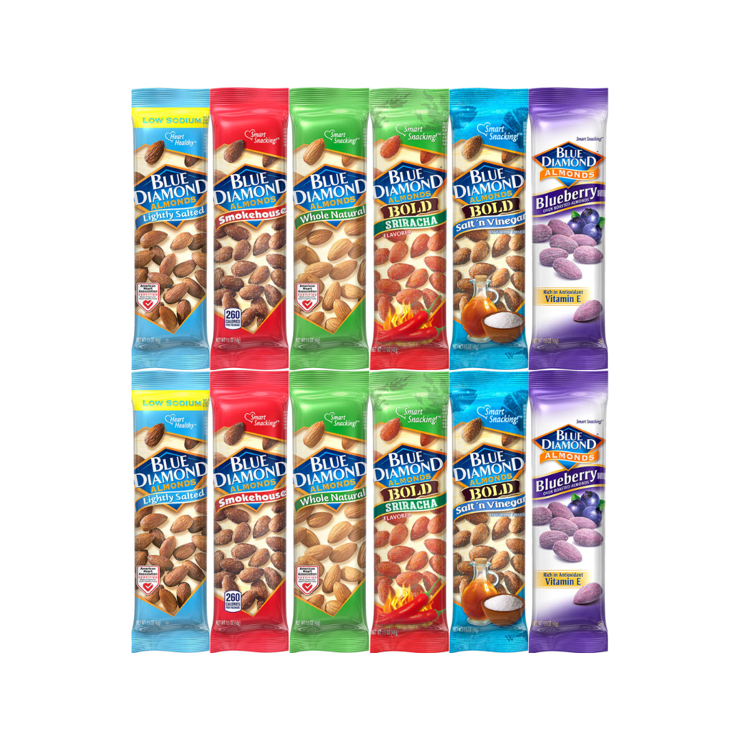 Variety Pack Blue Diamond Almonds 12 Count – 2 Each of 6 Flavors ...