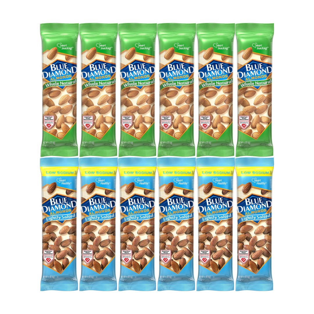 Variety Pack Blue Diamond Almonds, 6 Each 2 Flavor, Whole Natural ...