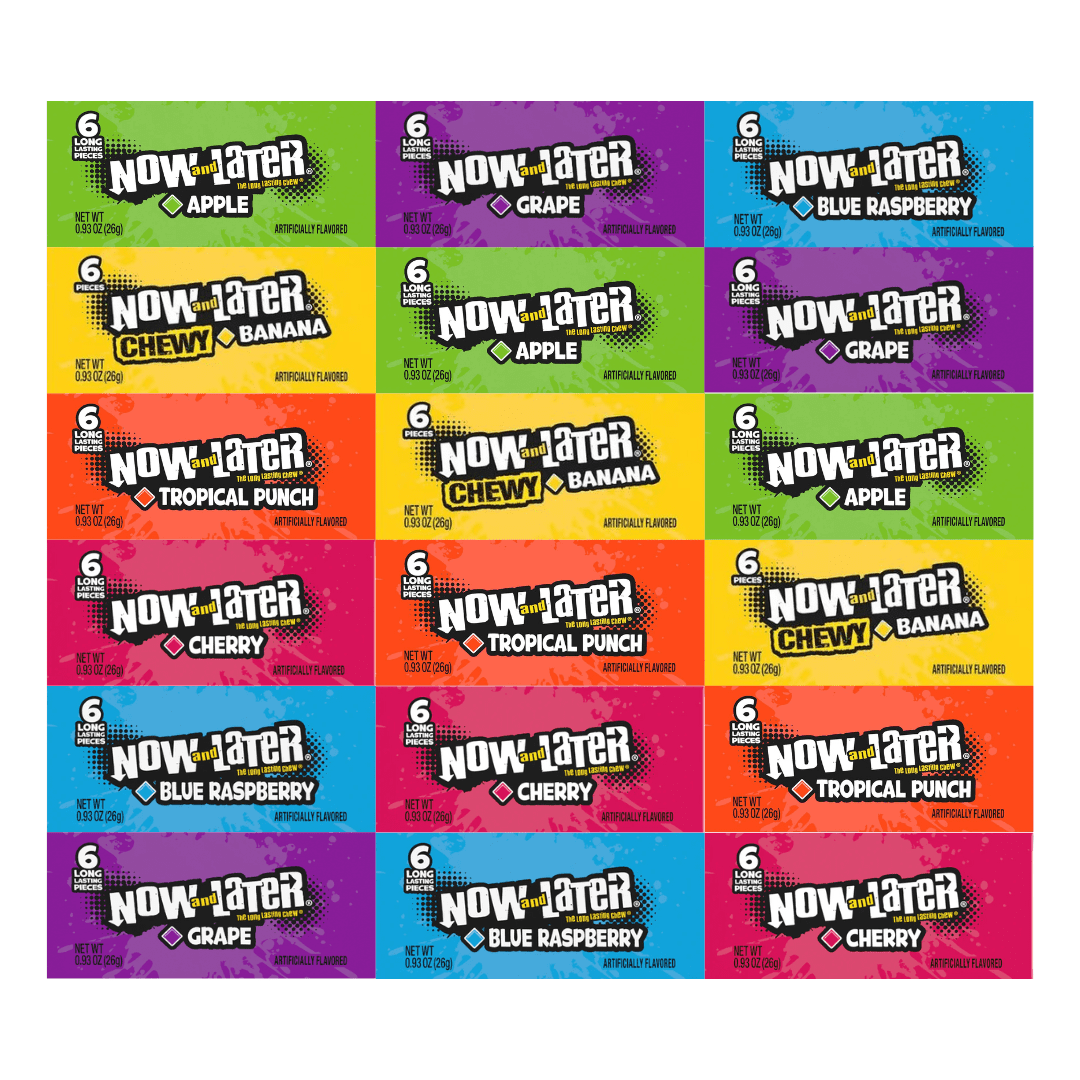 Variety Pack Candy Now and Later, 18 Individually Wrapped Pieces, 6 ...