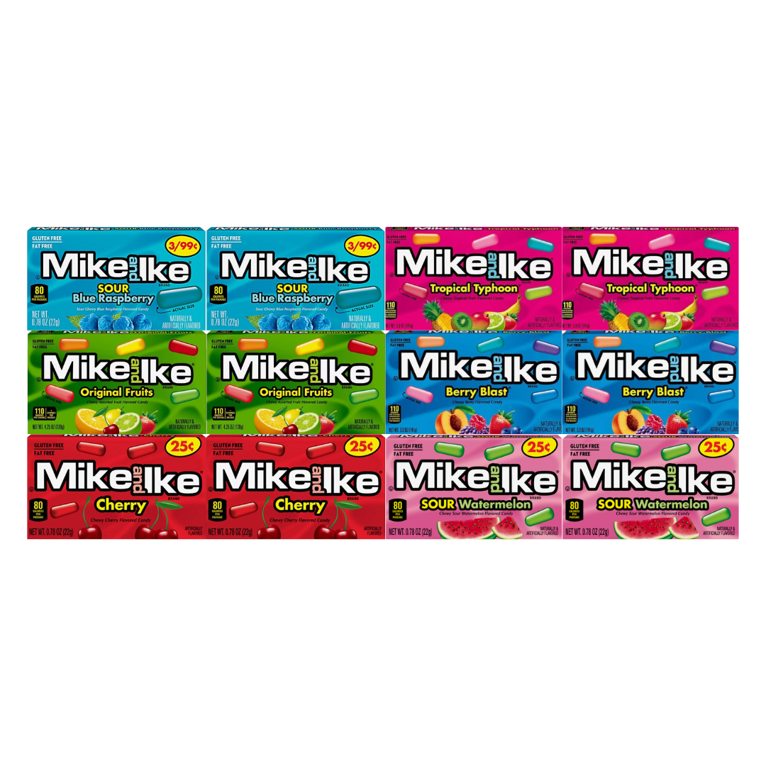 Variety Pack Mike and Ike Candy Assortment, 12 Pack, 2 Each Flavor ...