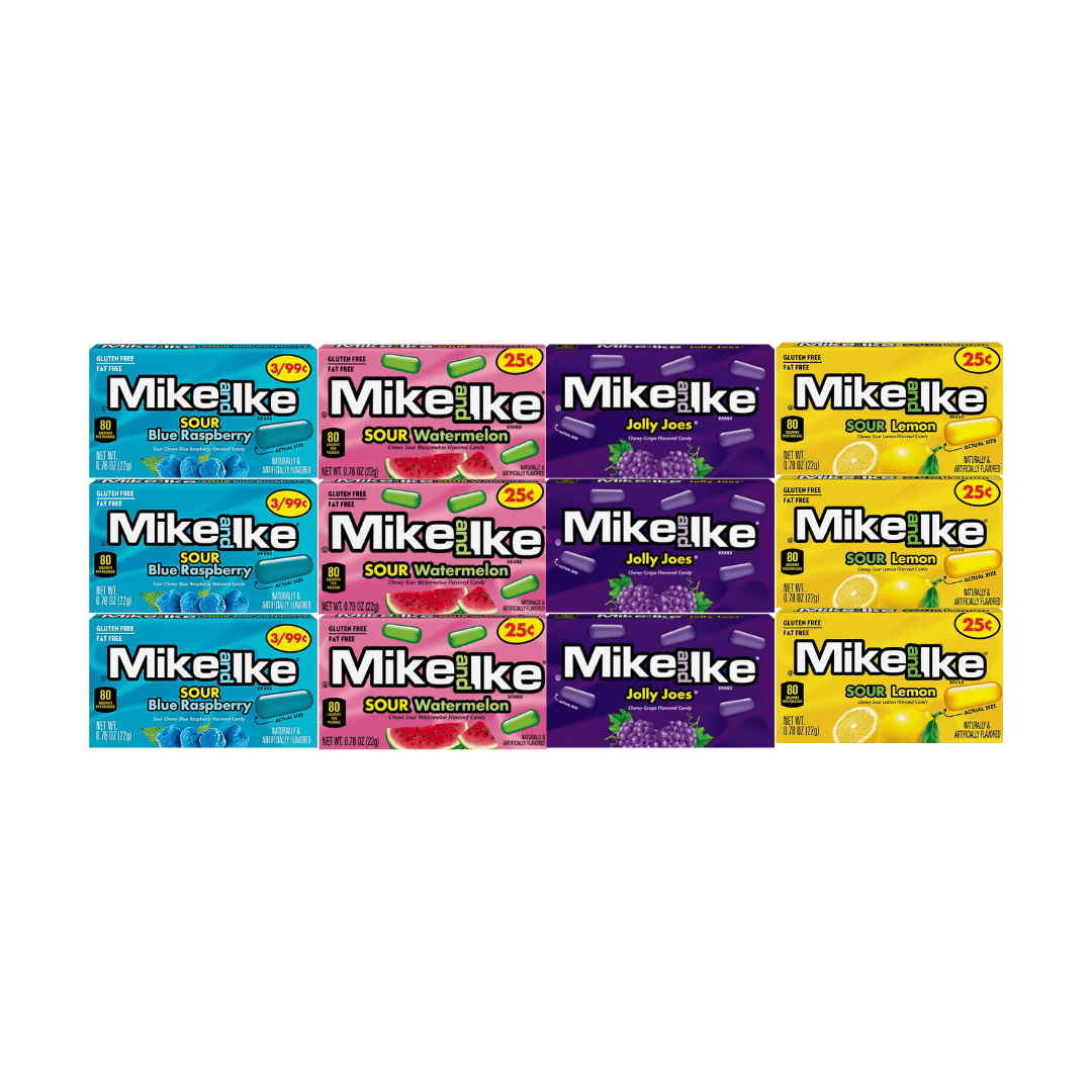 Variety Pack Mike and Ike Candy, Sour Blue Raspberry, Jolly Joes, Sour ...