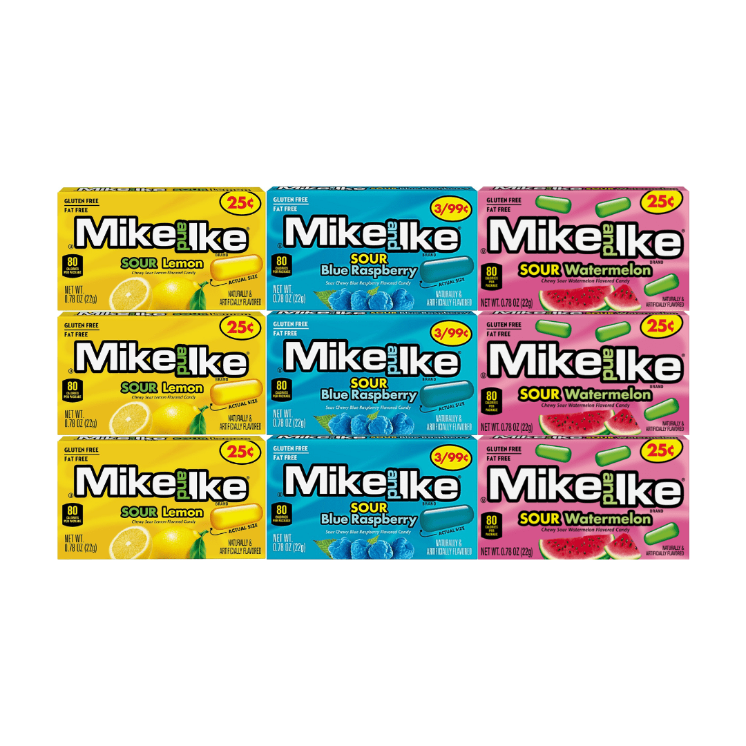 Variety Pack Mike and Ike Candy, Sour Blue Raspberry, Sour Watermelon ...