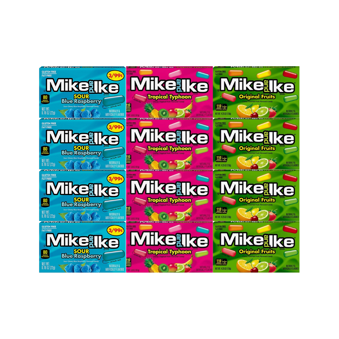 Variety Pack Mike and Ike Candy, Sour Blue Raspberry, Tropical Typhoon ...