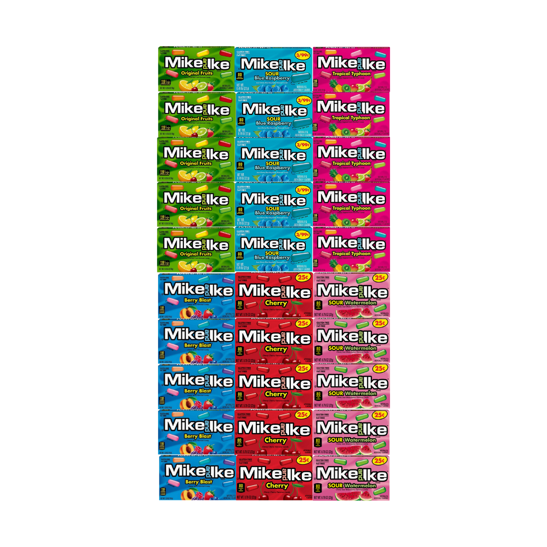 Variety Pack Mike and Ike Candy, Sour Blue Raspberry, Tropical Typhoon ...