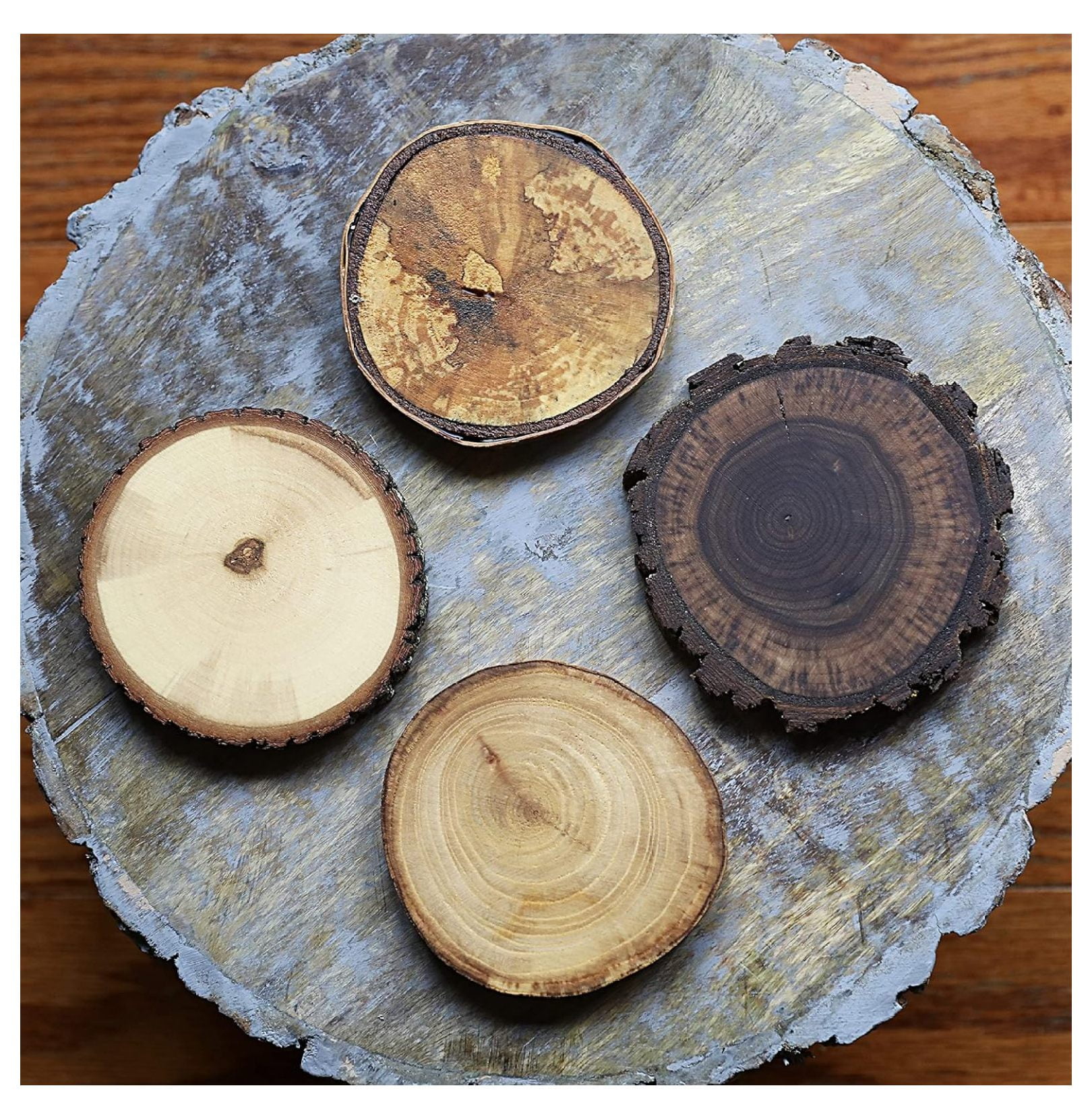 Variety Pack Natural Tree Wood Coasters with (4-Pack) | Coasters For ...