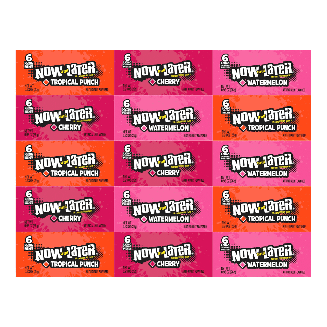 Variety Pack Now and Later Candy, 15 Individually Wrapped Pieces, 5 ...
