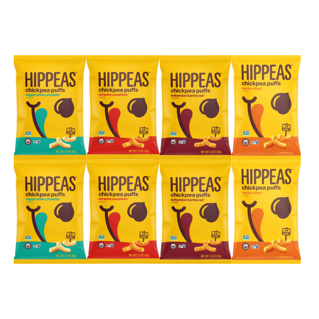 Variety Pack Chickpea Puffs - Hippeas, 4 Flavors: Bohemian BBQ, Vegan White Cheddar, Nacho Vibes ...