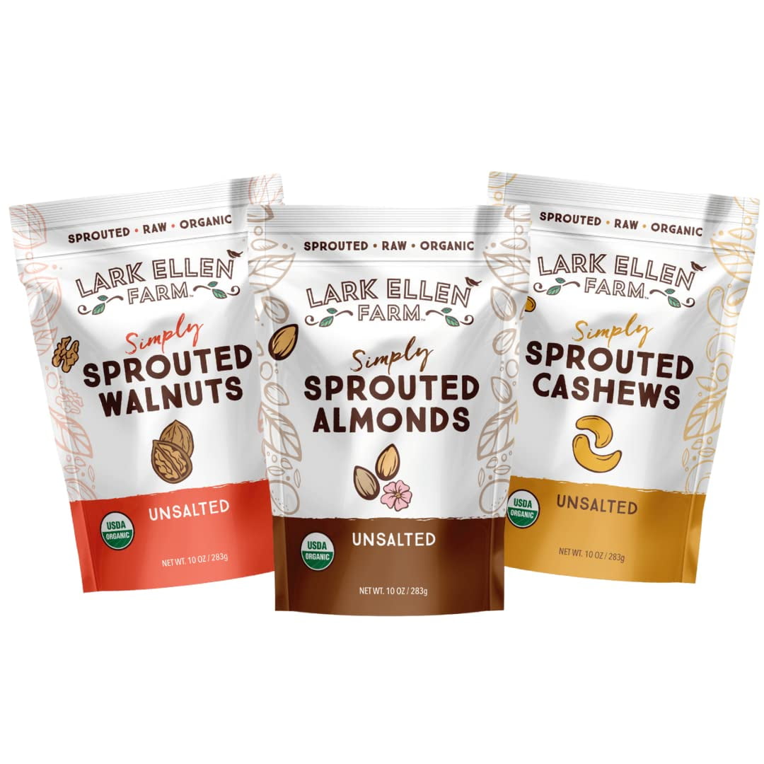 Variety Pack - Sprouted Walnuts, Almonds & Cashews Unsalted, Certified ...