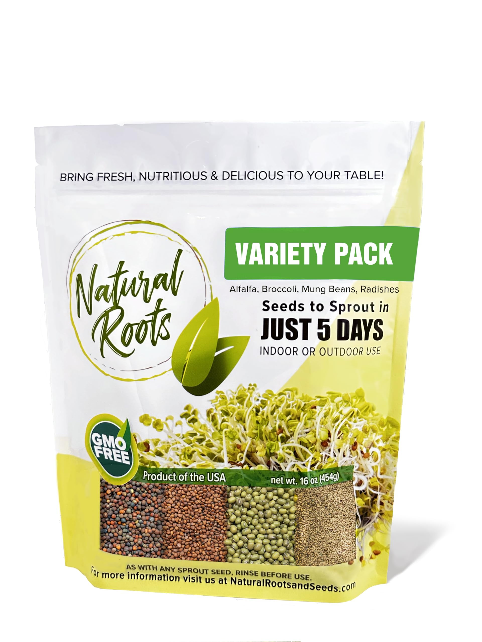 Variety Pack Sprouting Seeds. Includes one Pack of Alfalfa, Radish ...