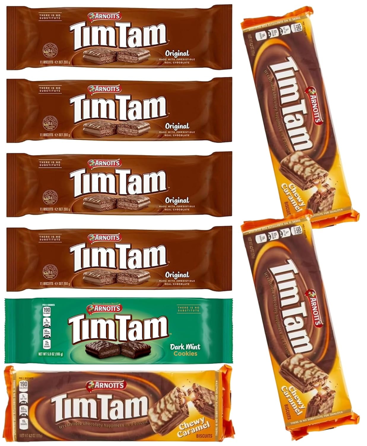 Variety Pack - Tim Tam Original, Dark Mint, Chewy Caramel (Value Pack ...