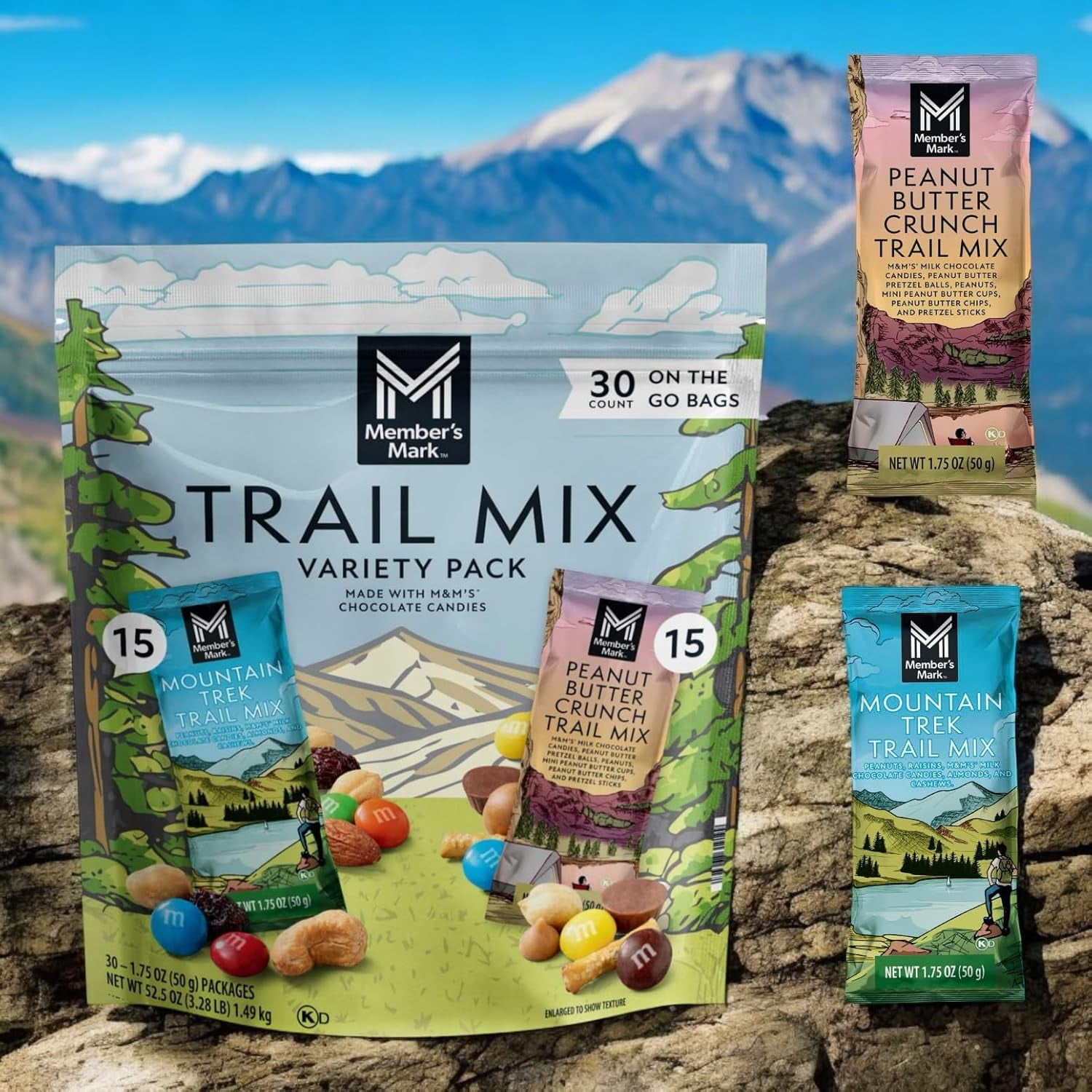 Variety Pack Trail Mix, Individual 1.75 oz Bags, 30 Pack, Travel and ...