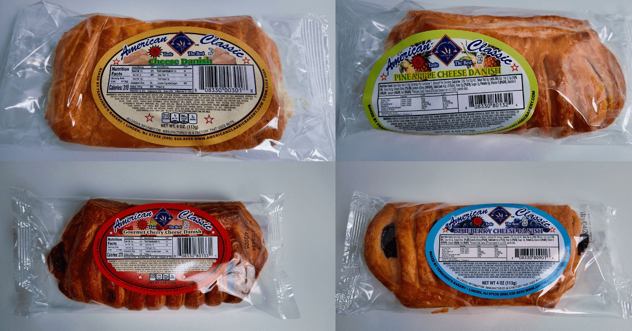 Variety Pack of 12 Individual Wrap Danish Cheese Cakes, 3 Cheese, 3 ...