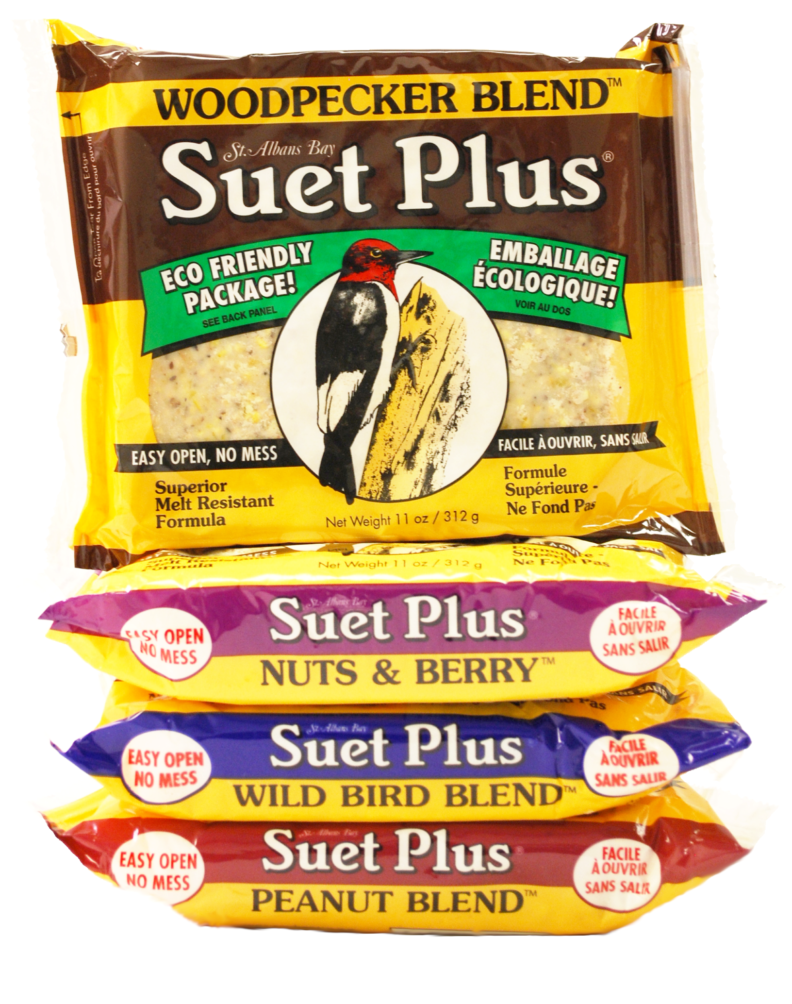 St. Albans Bay Suet Plus, Variety Pack of 4 Bird Suet Cakes, 11 oz Each ...