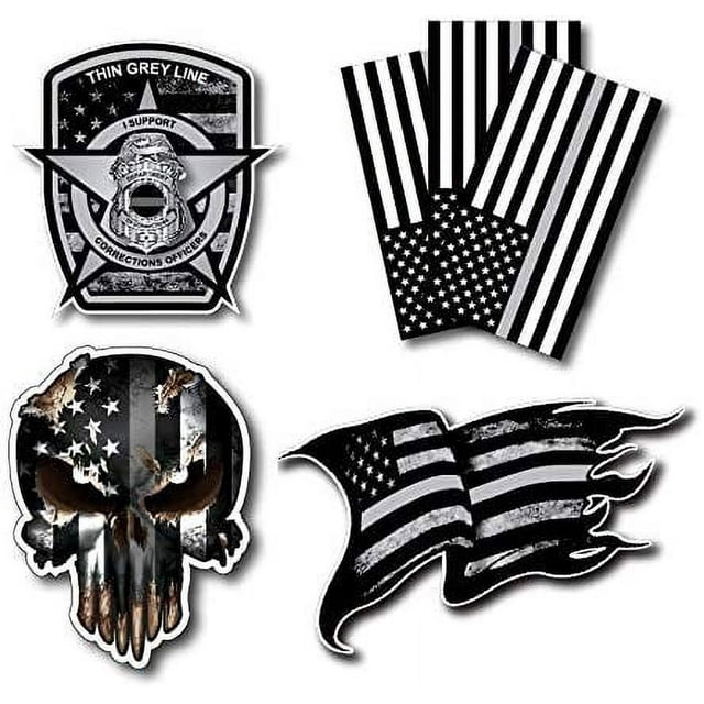 Variety Pack of Thin Silver Line Corrections Officer CO Prison Decal ...