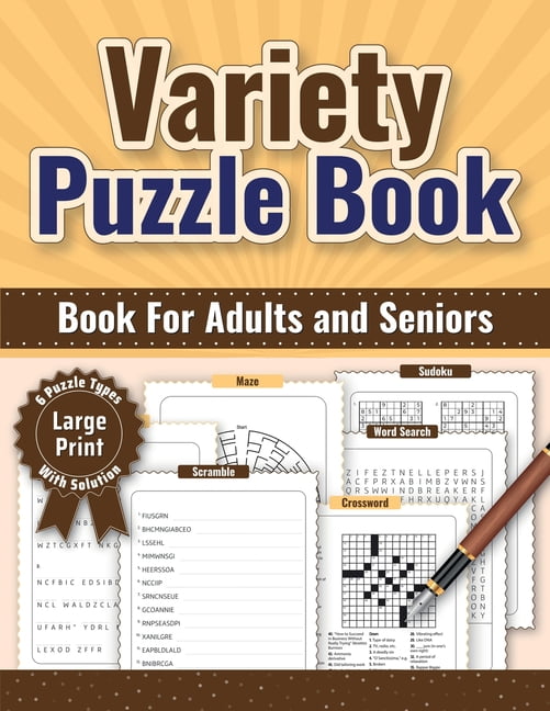 Variety Puzzle Book - Large Print for Adults & Seniors, (Paperback ...