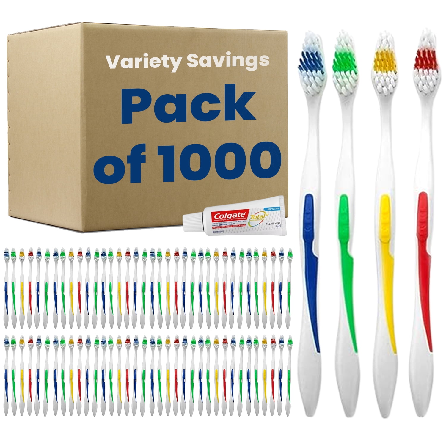 Variety Savings 1000 Toothbrushes Bulk Wholesale Quantity Standard Size ...