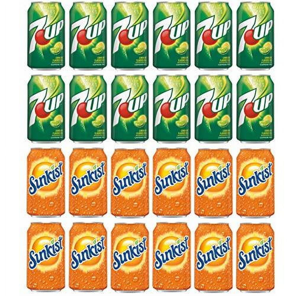 Variety Soda Pack , Pack Of 24 , 12 Fl Oz , 7UP , SUNKIST ORANGE SODA ...