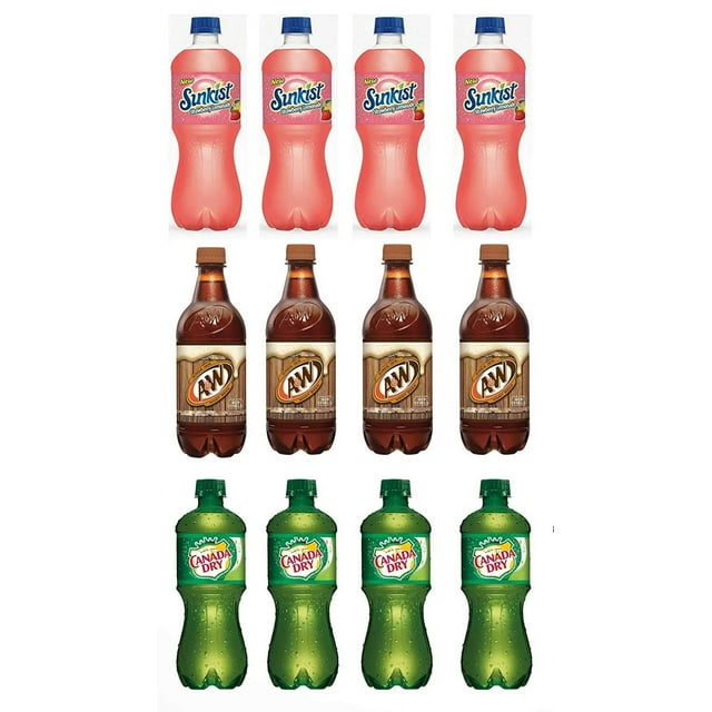 Variety Soft Drinks Pack , 20 oz , Pack of 12, Canada Dry Ginger Ale ...