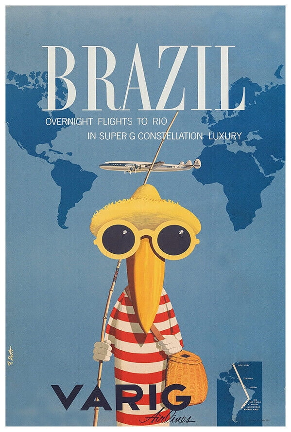Varig - Brazilian Airway - Brazil - 1950 - Vintage Airline Travel ...