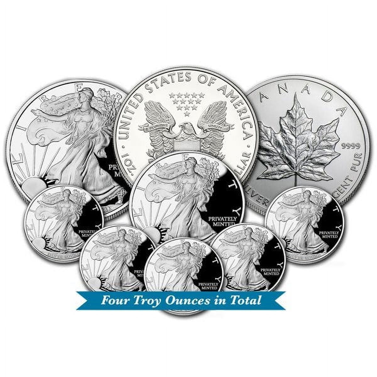 Various 9-Piece Silver Coins & Rounds Starter Kit, 99.9% Silver ...