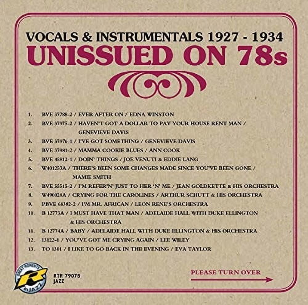 Various Artists - Unissued on 78s: Vocals & Instrumentals 1927-1934 ...