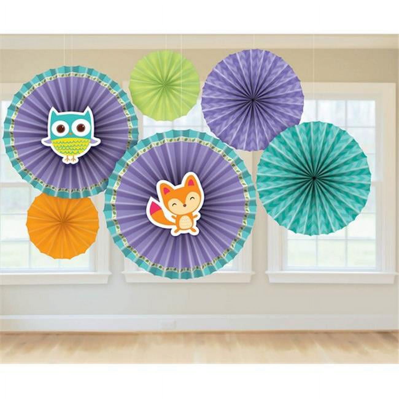 Various Baby Shower Woodland Welcome Paper Fan Decorations, 6 Pieces ...