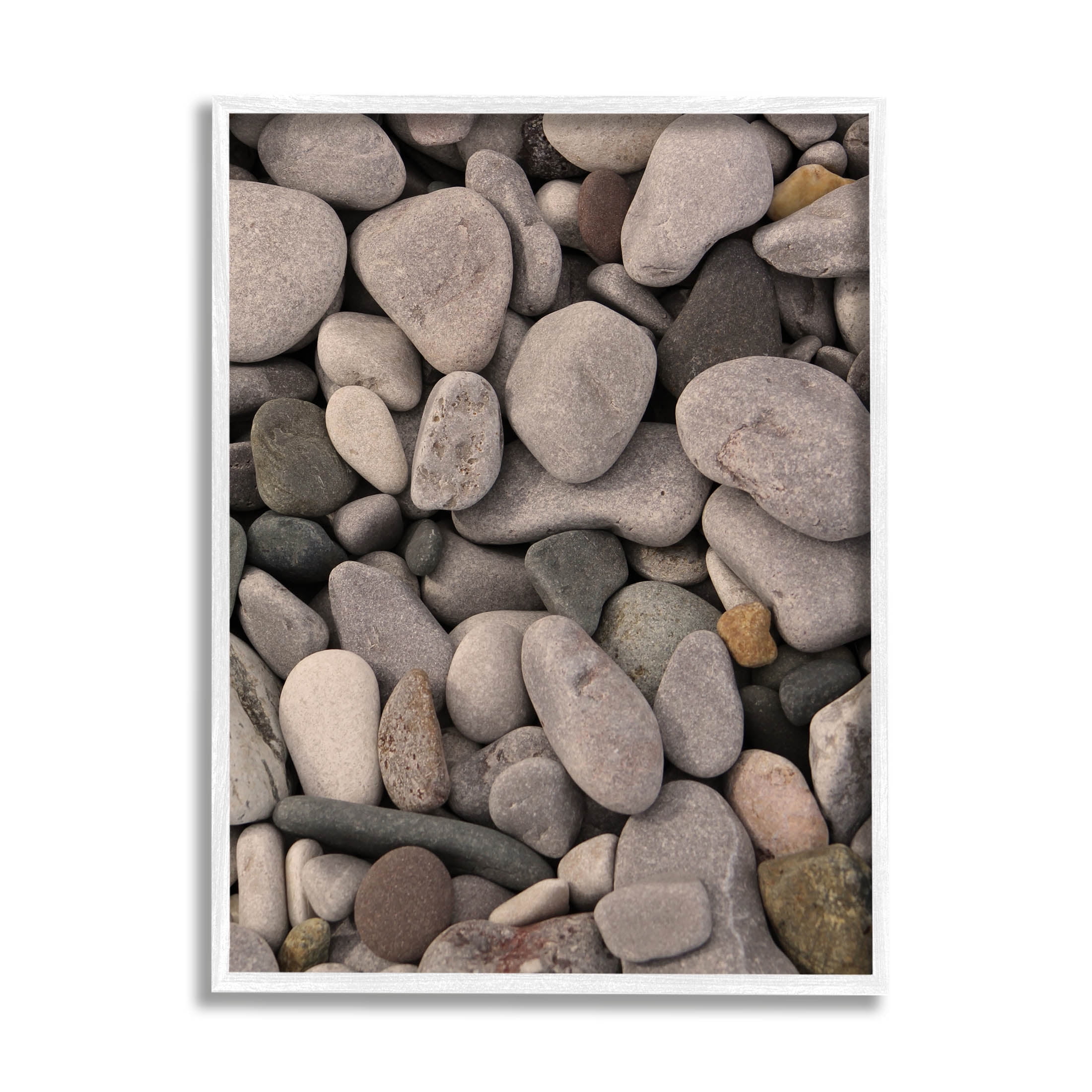 Various Beach Pebbles Composition Coastal Photograph White Framed Art ...