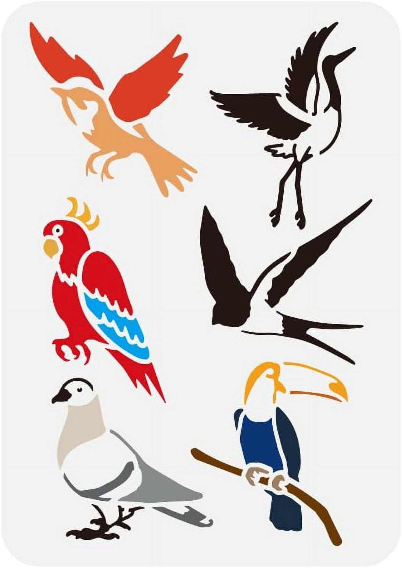Various Birds Stencil for Painting 8.3x11.7inch Reusable Crane Parrot ...