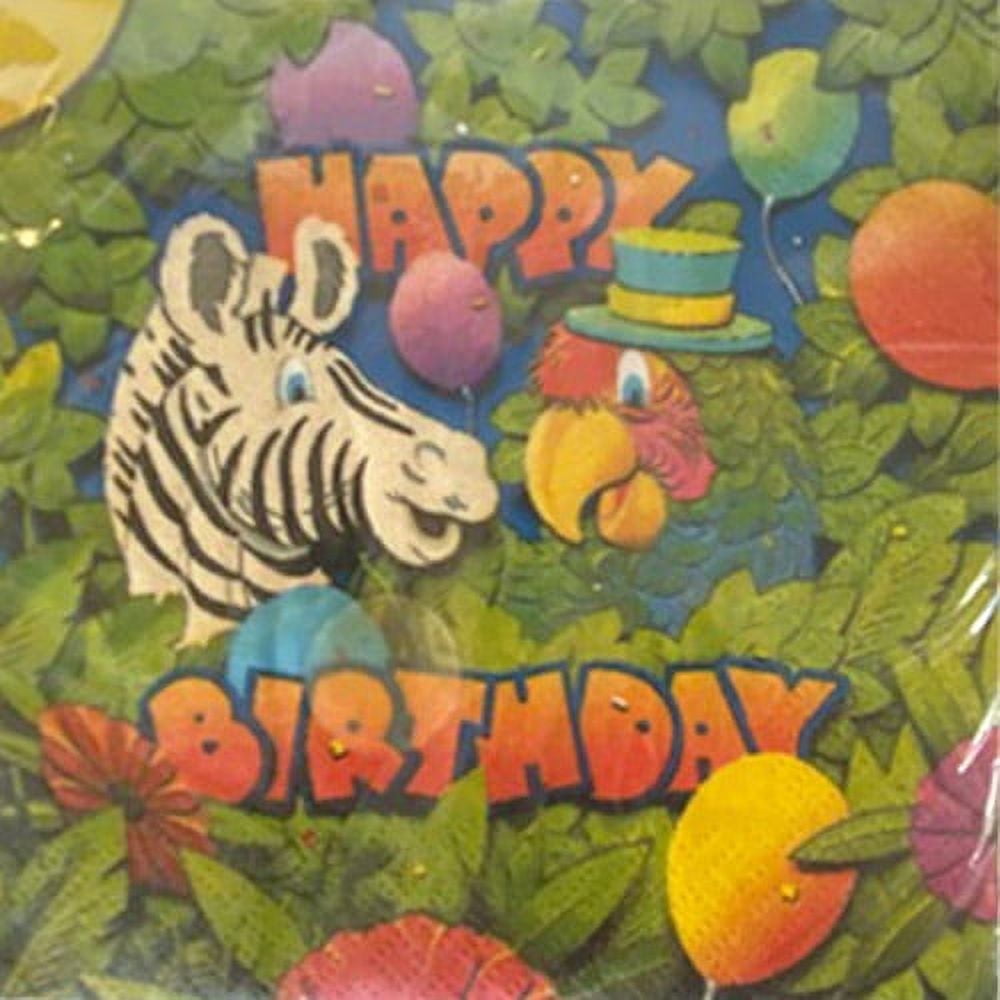 Various Birthday Zoo Small Napkins, Jungle Animals, 16 Count - Walmart.com