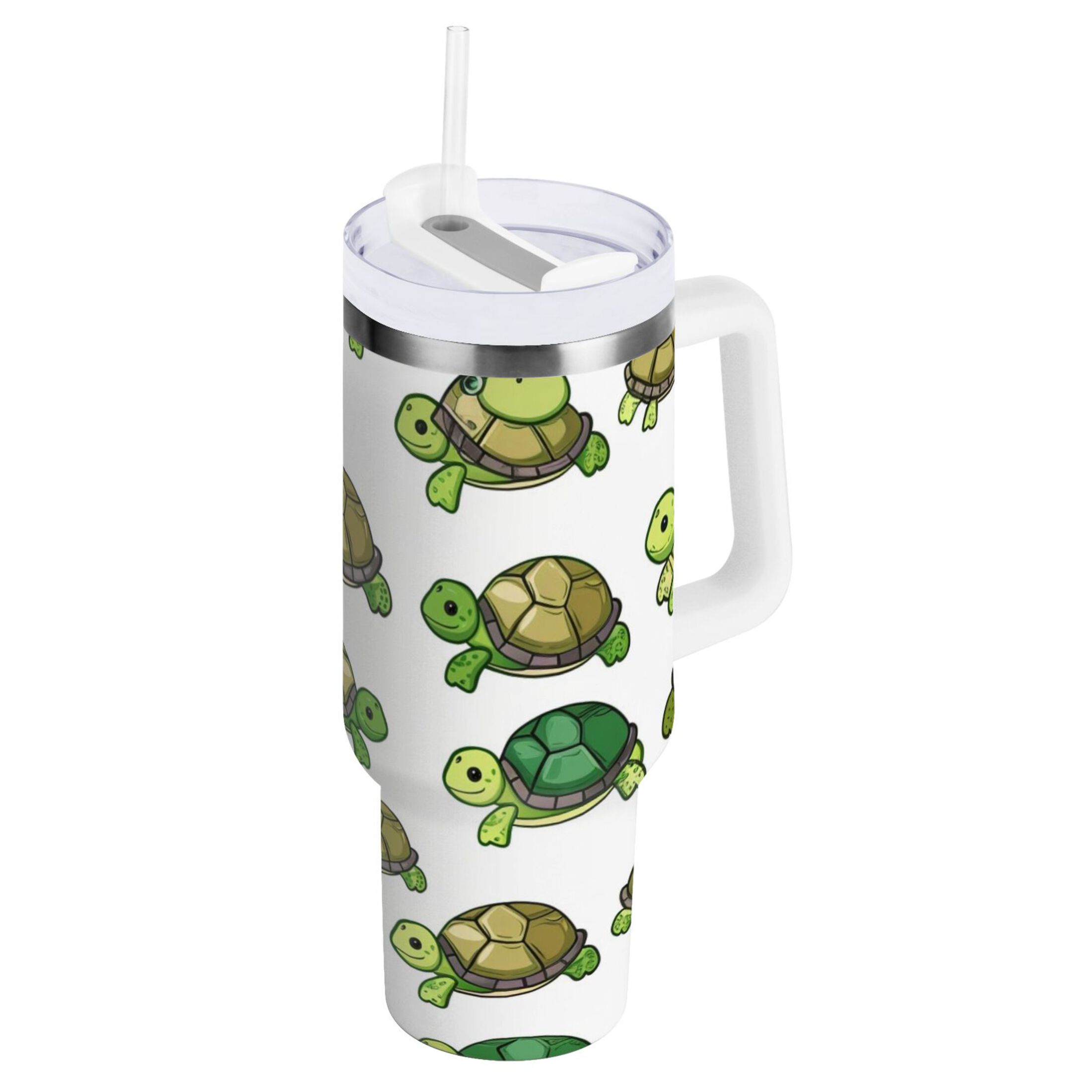 Various Cartoon Turtles 40 oz Tumbler with Handle and Straw Lid Vacuum ...