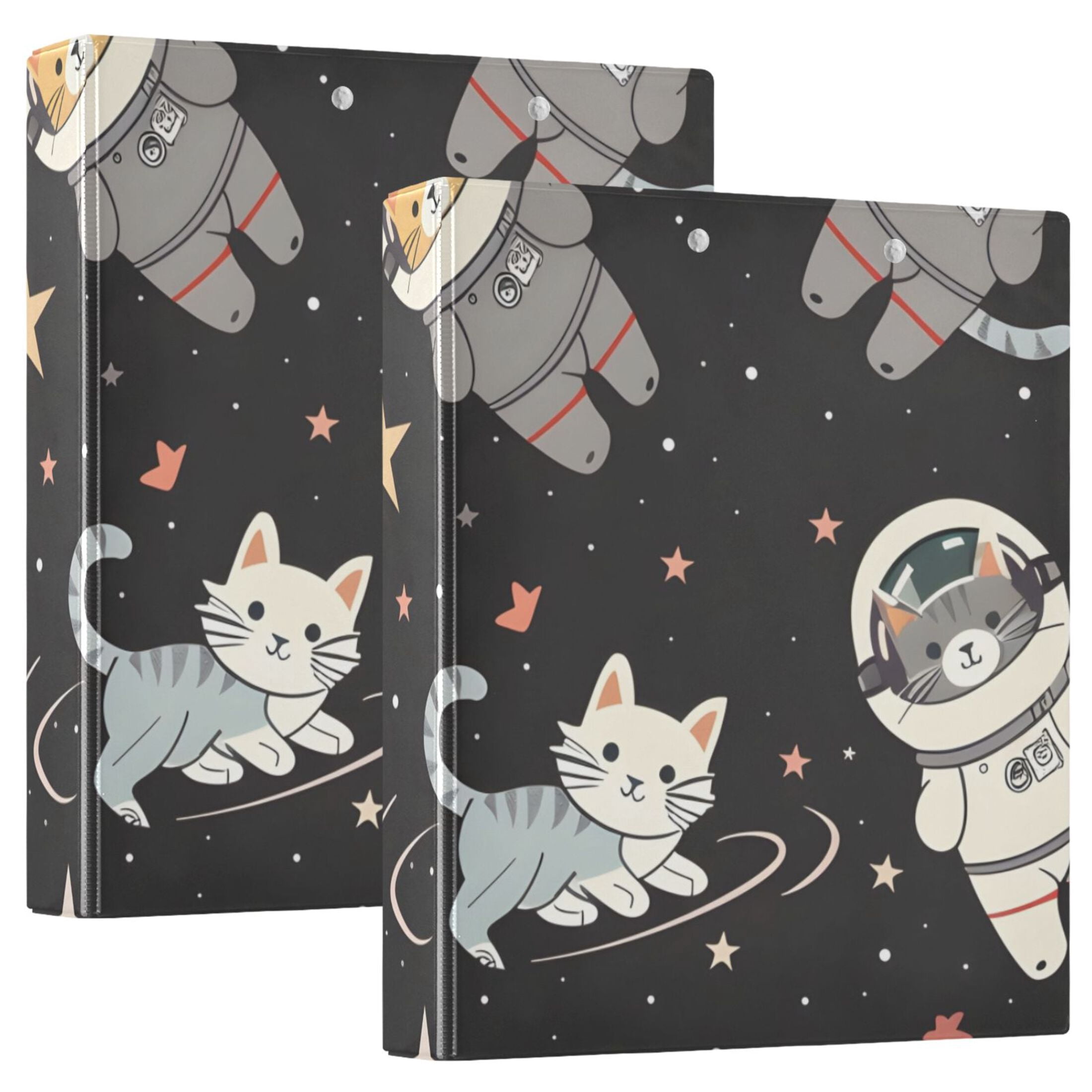 Various Cats in Space 3 Ring Hardcover Binders 1.5" Round Rings for ...
