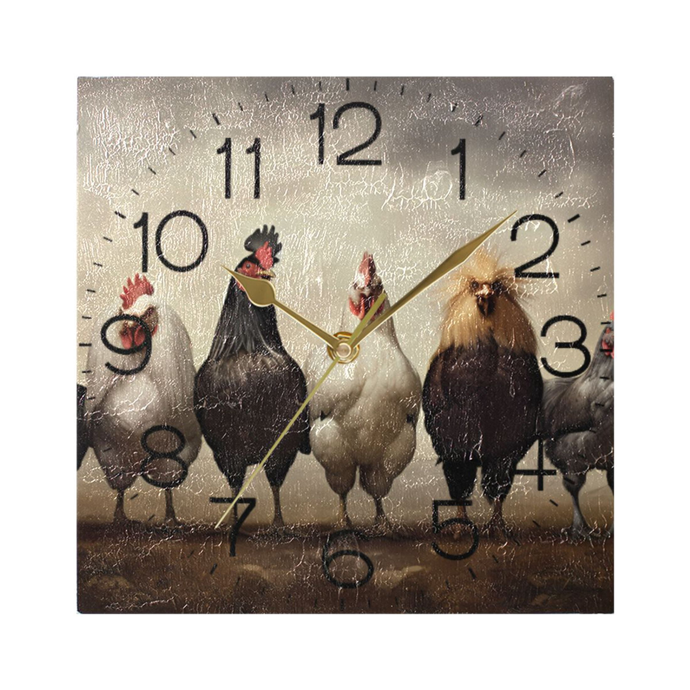 Various Color Chicken Wall Clock 7.78" Non-Ticking Silent Battery ...