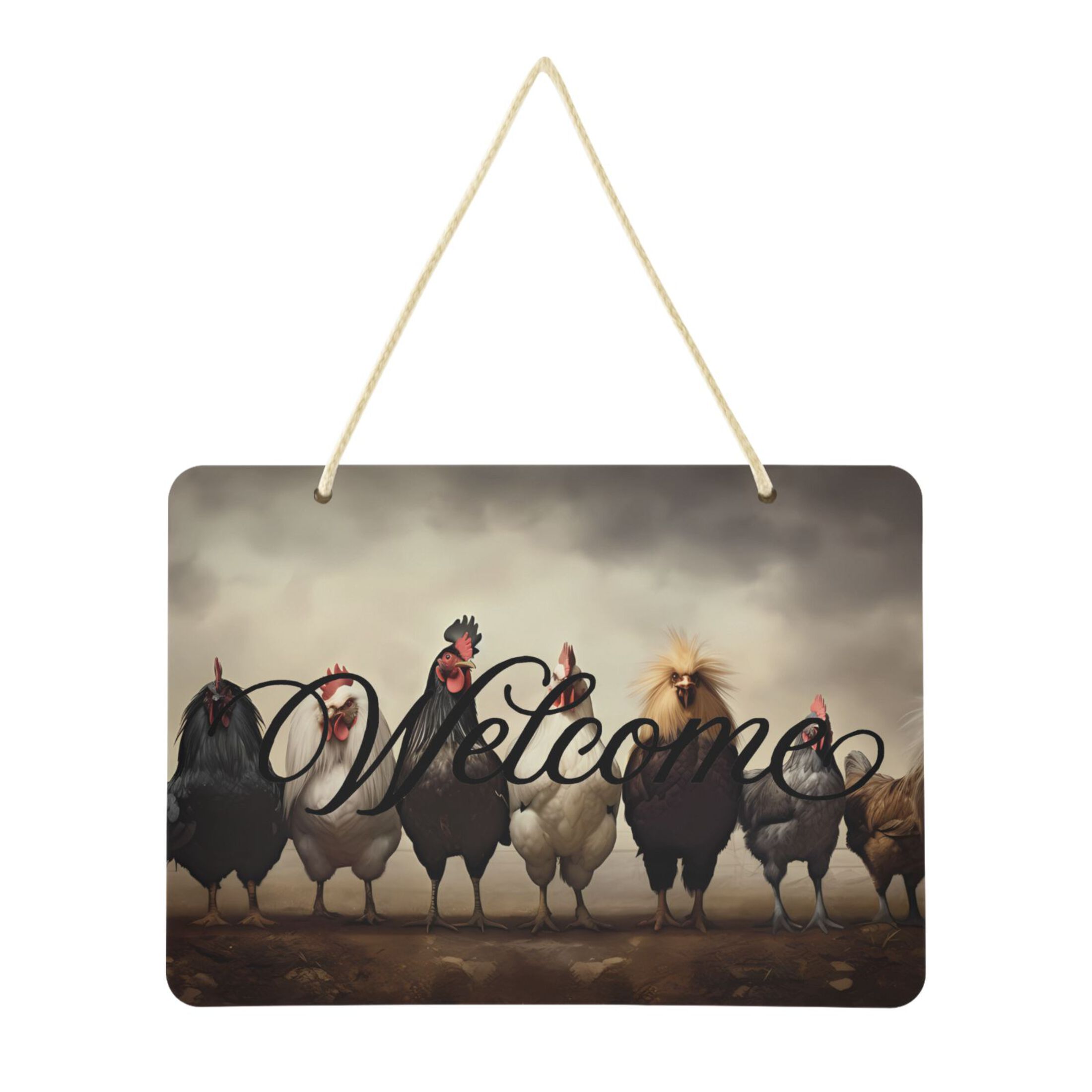 Various Color Chicken Welcome Sign Front Door PVC 14x10 inch Hanger ...