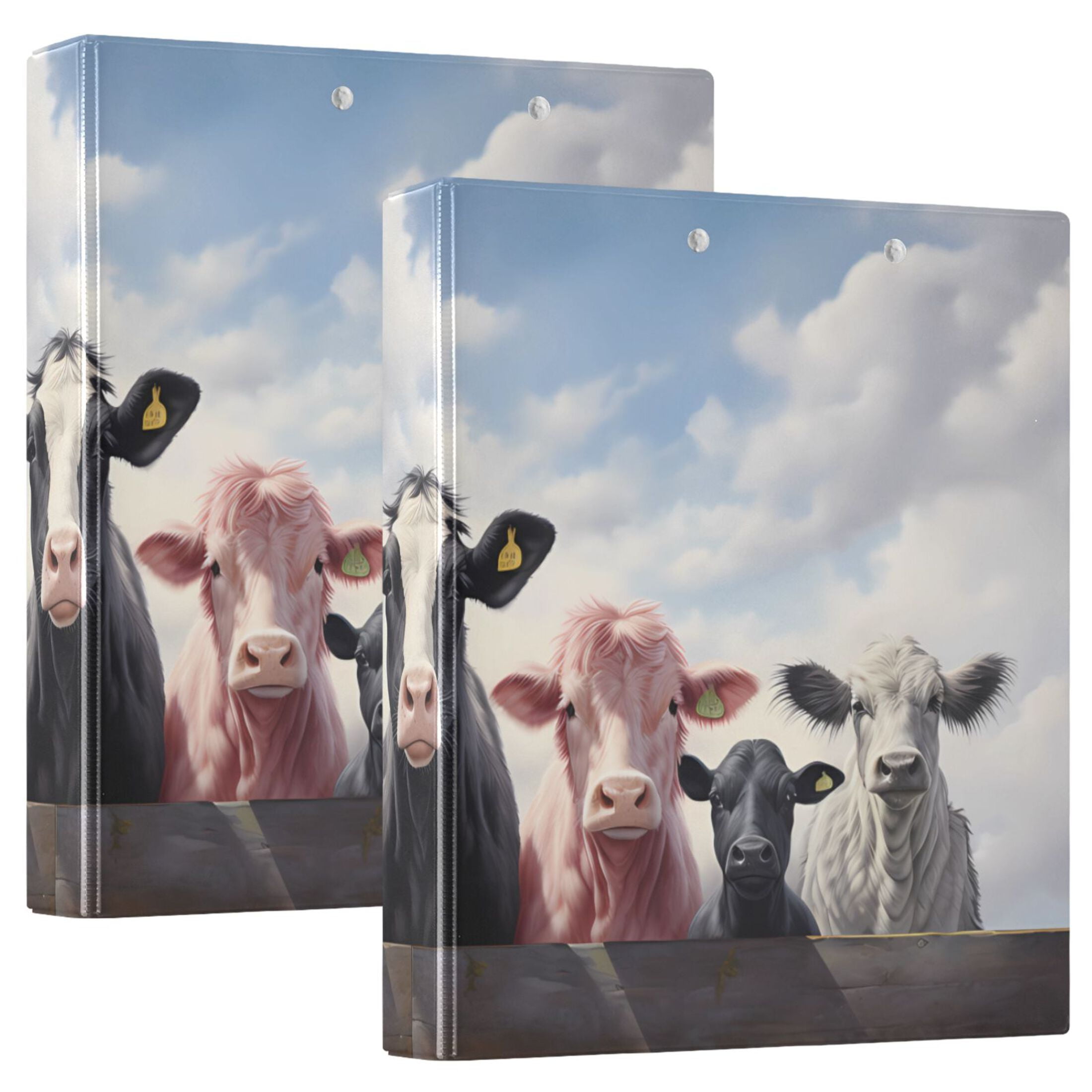 Various Color Cows 3 Ring Hardcover Binders 1.5" Round Rings for Letter ...