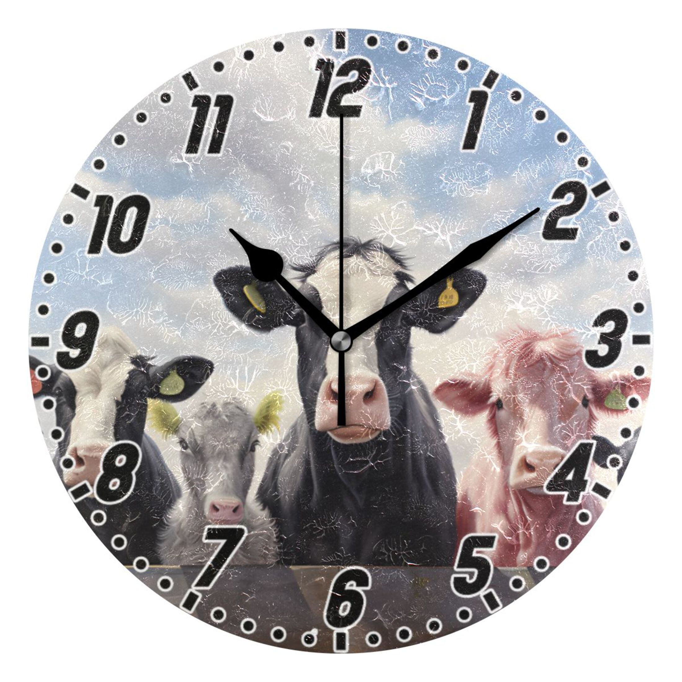 Various Color Cows Wall Clock 9.8 inch Battery Operated Clocks Non ...