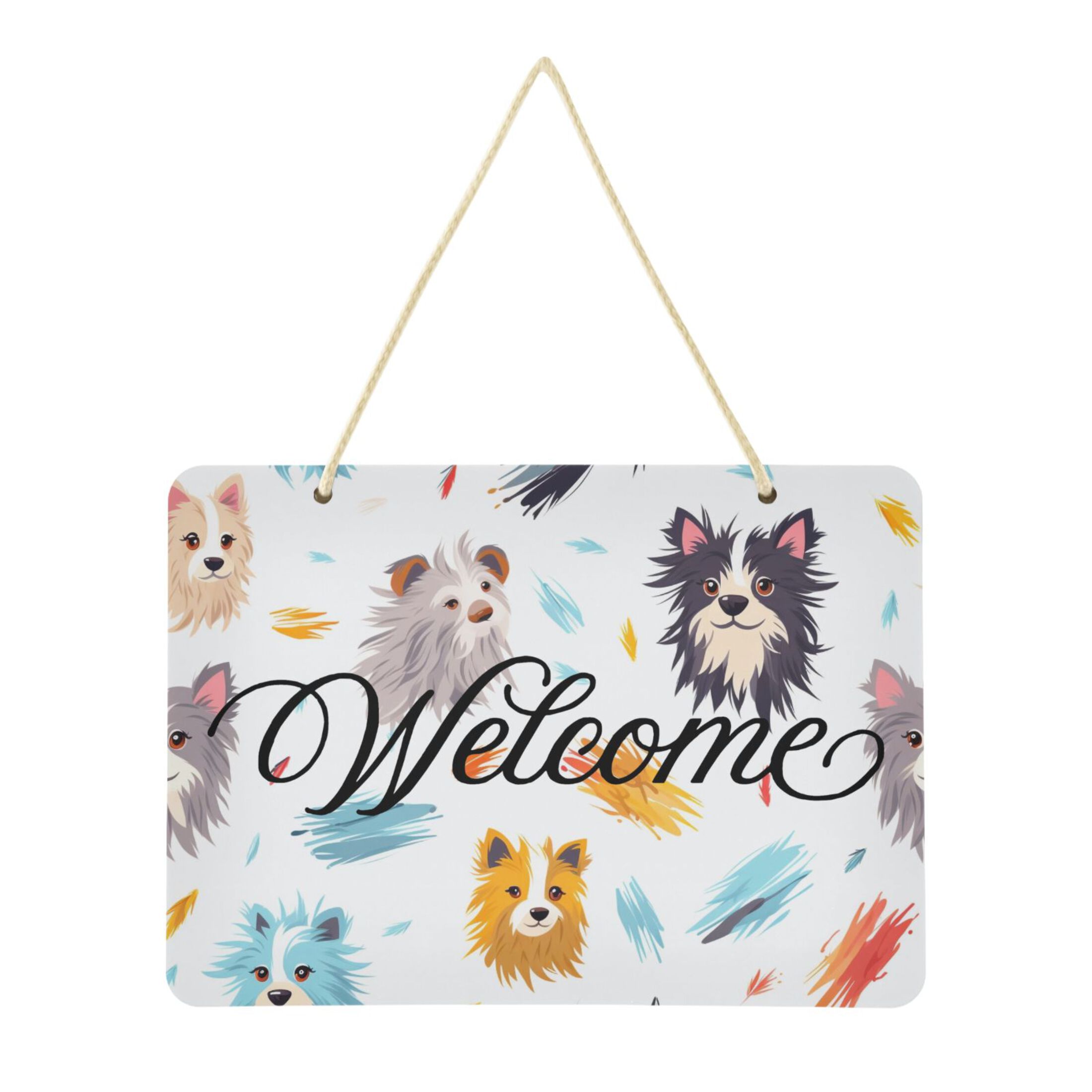 Various Color Dogs Welcome Sign Front Door PVC 14x10 inch Hanger Hello ...