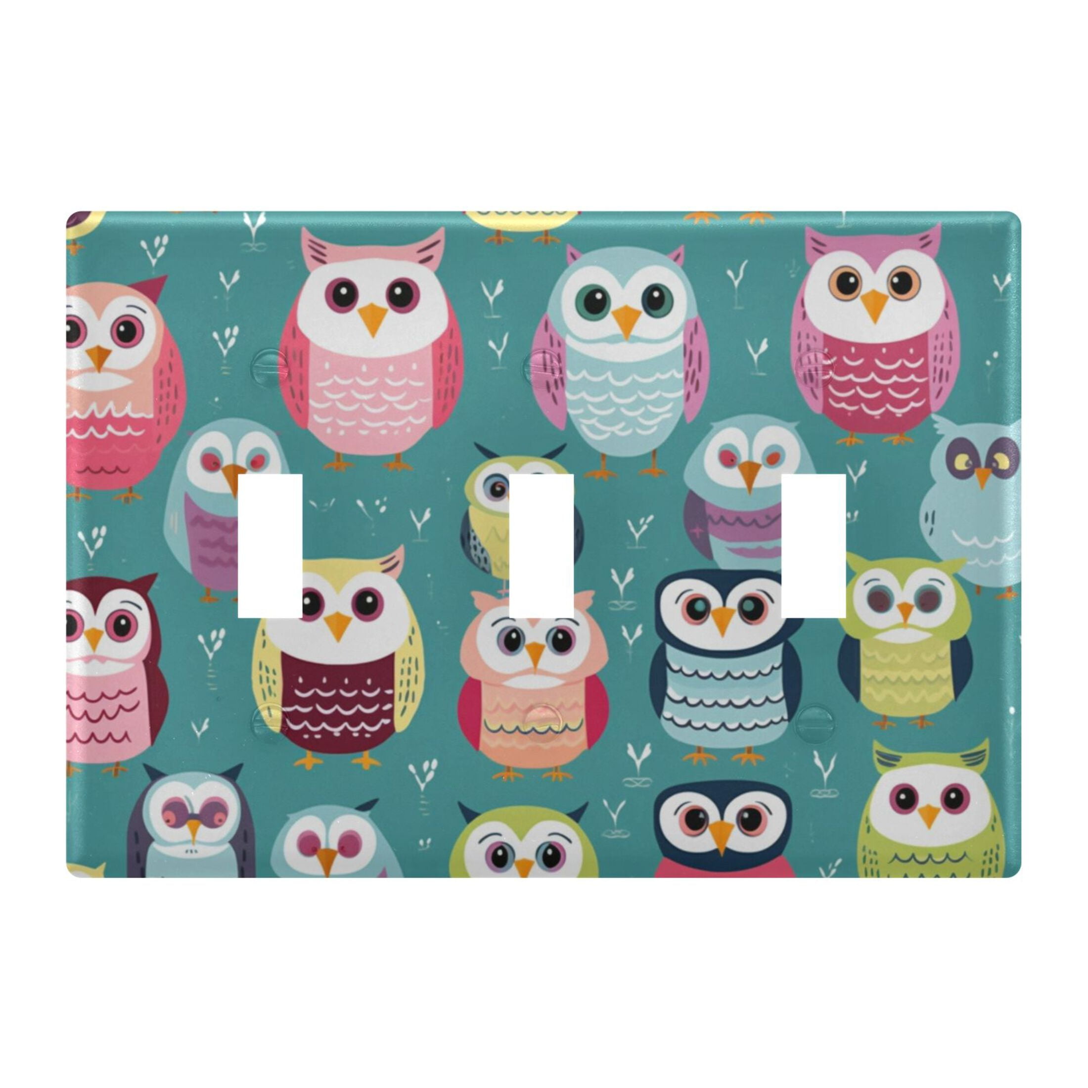 Various Color Owls Light Switch Plate Covers 3 Gang Wall Plate Plastics ...