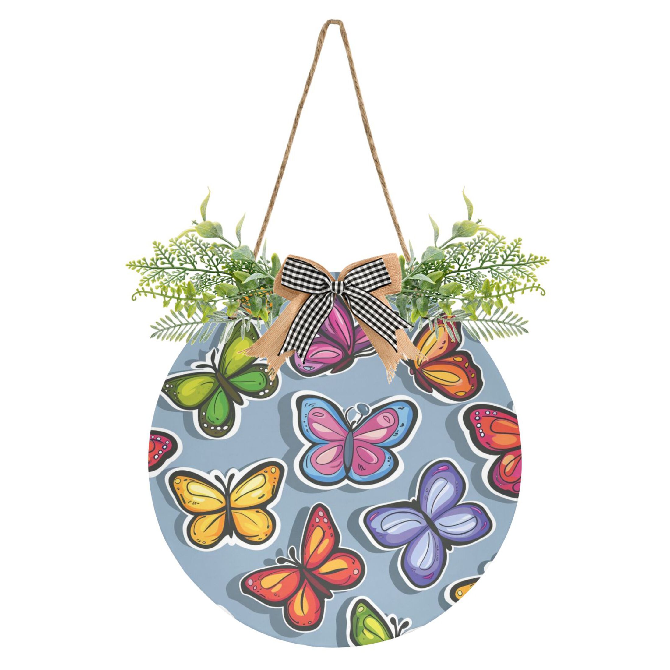 Various Colors Butterflies Welcome Front Door Sign Round 12 inch Porch ...