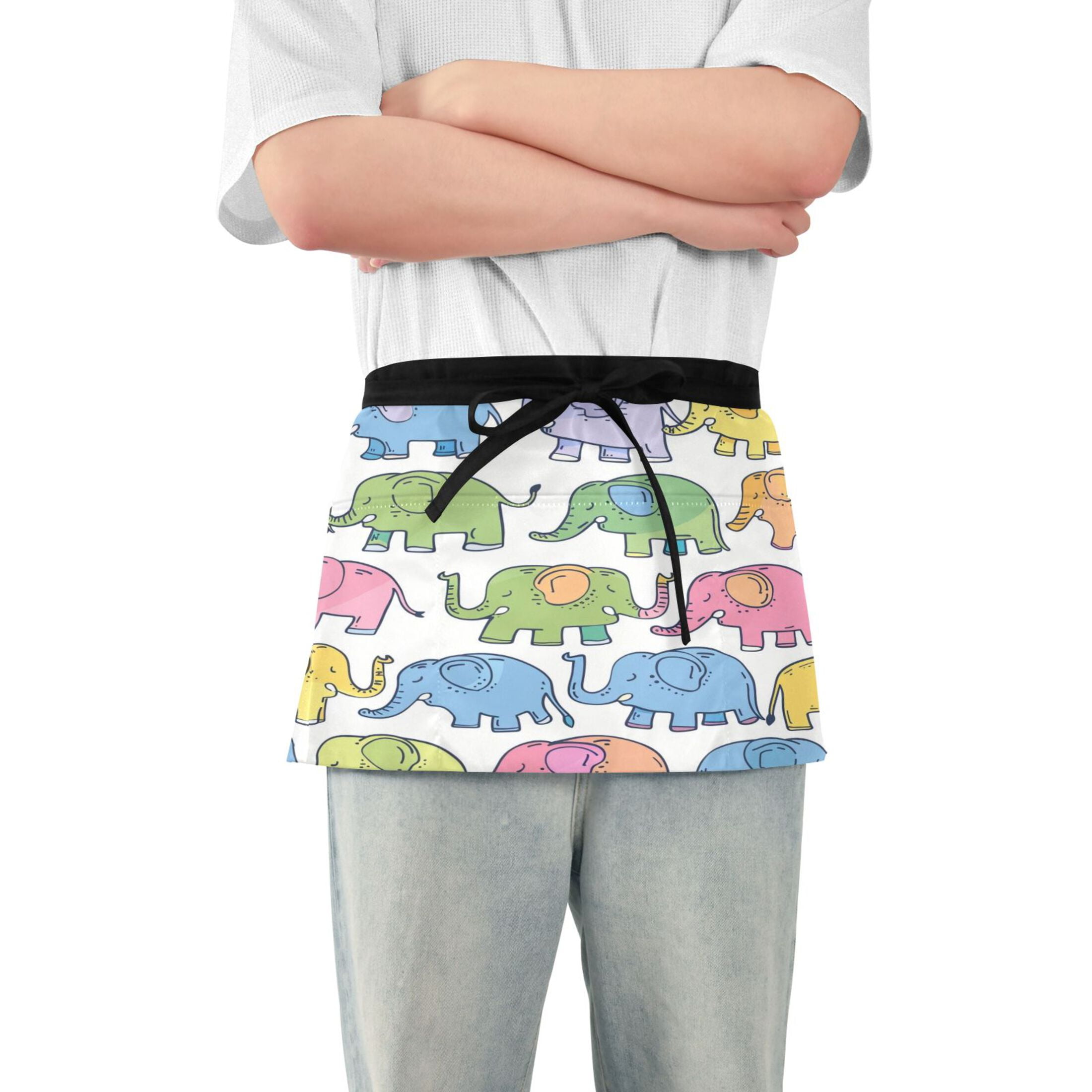 Various Colors Elephant Server Apron with 3 Pockets Waterproof Waitress ...